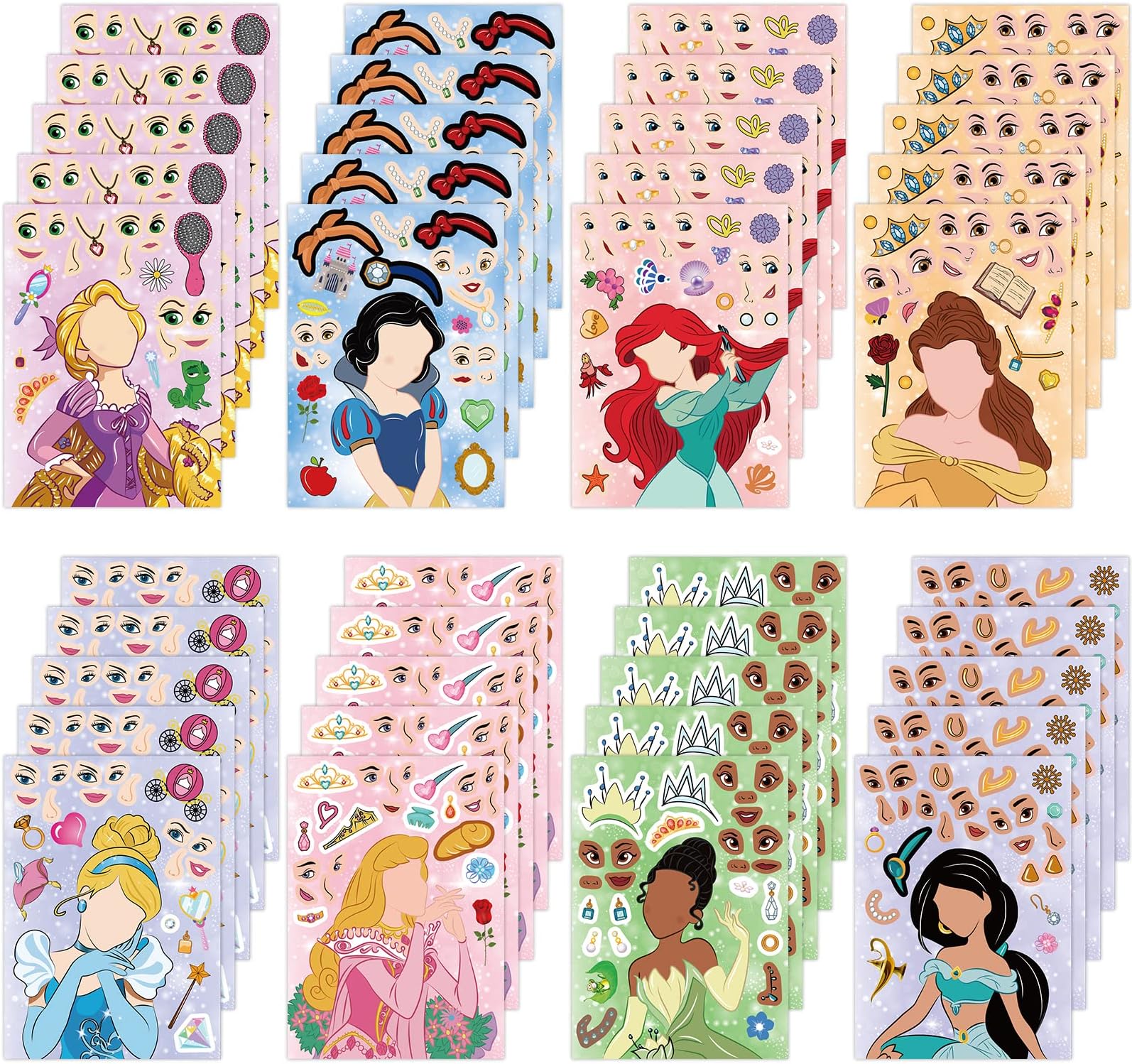 Amazon.com: Disney Princess Stickers Party Favors - Bundle of 12 Sheets ...