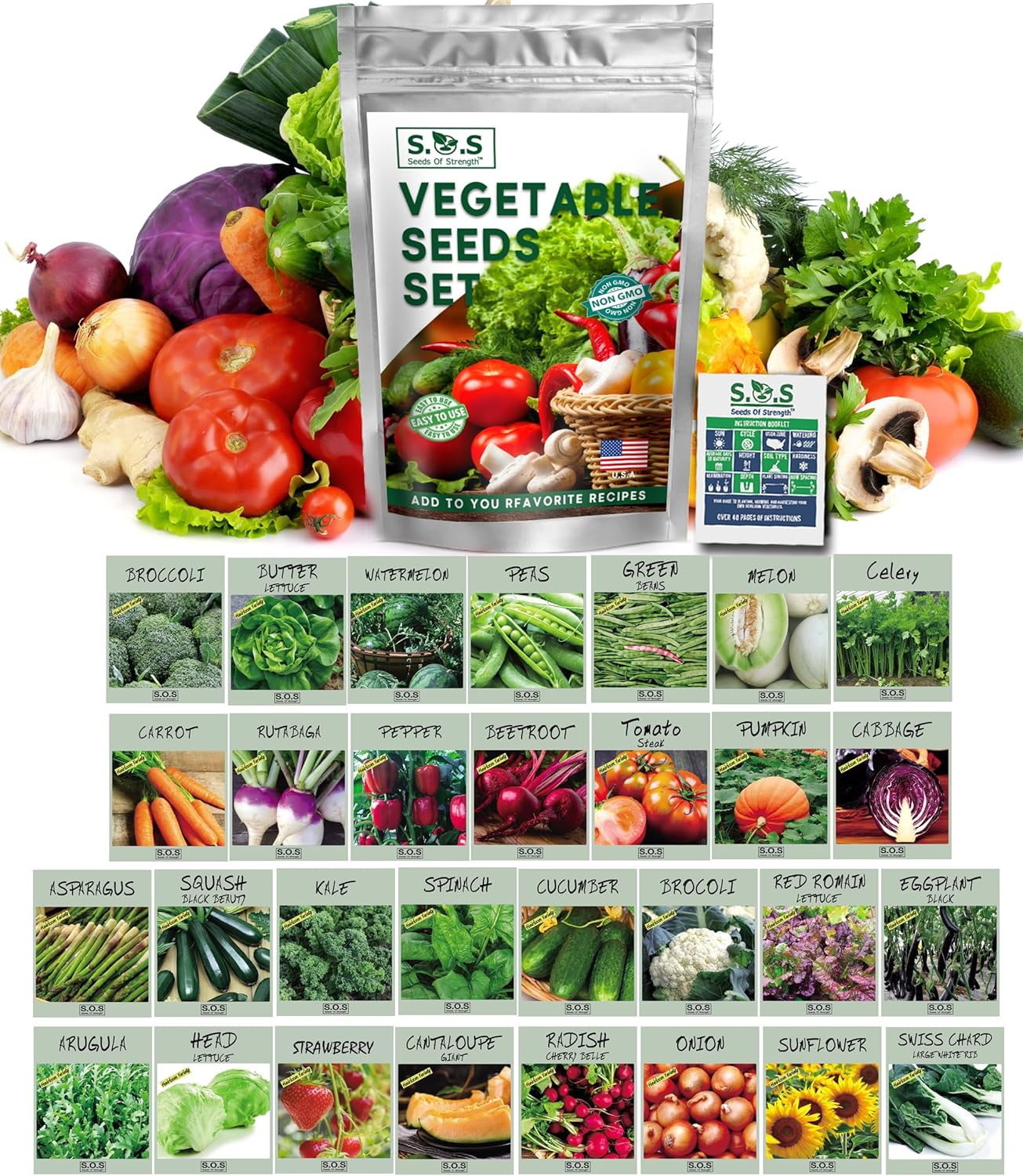 Amazon.com : 14,500+ Vegetable & Fruit Seeds - 33 Heirloom Varieties ...