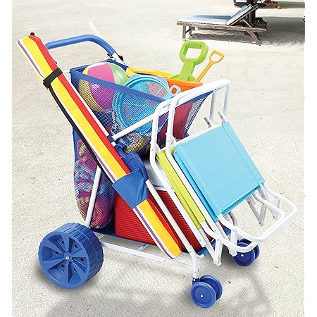 Amazon.com: RollX Foldable Storage Wagon Beach Cart (Black Wheels ...