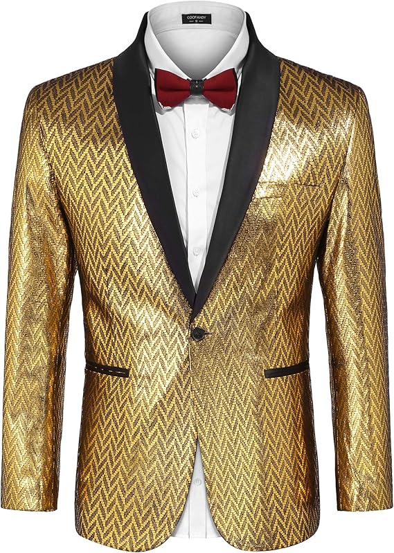 COOFANDY Men's Fashion Suit Jacket Blazer One Button Luxury Weddings ...