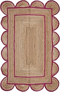 Amazon.com: CASAVANI Scalloped Edge Rug, Natural Jute Area Rug - 5x5 Ft ...