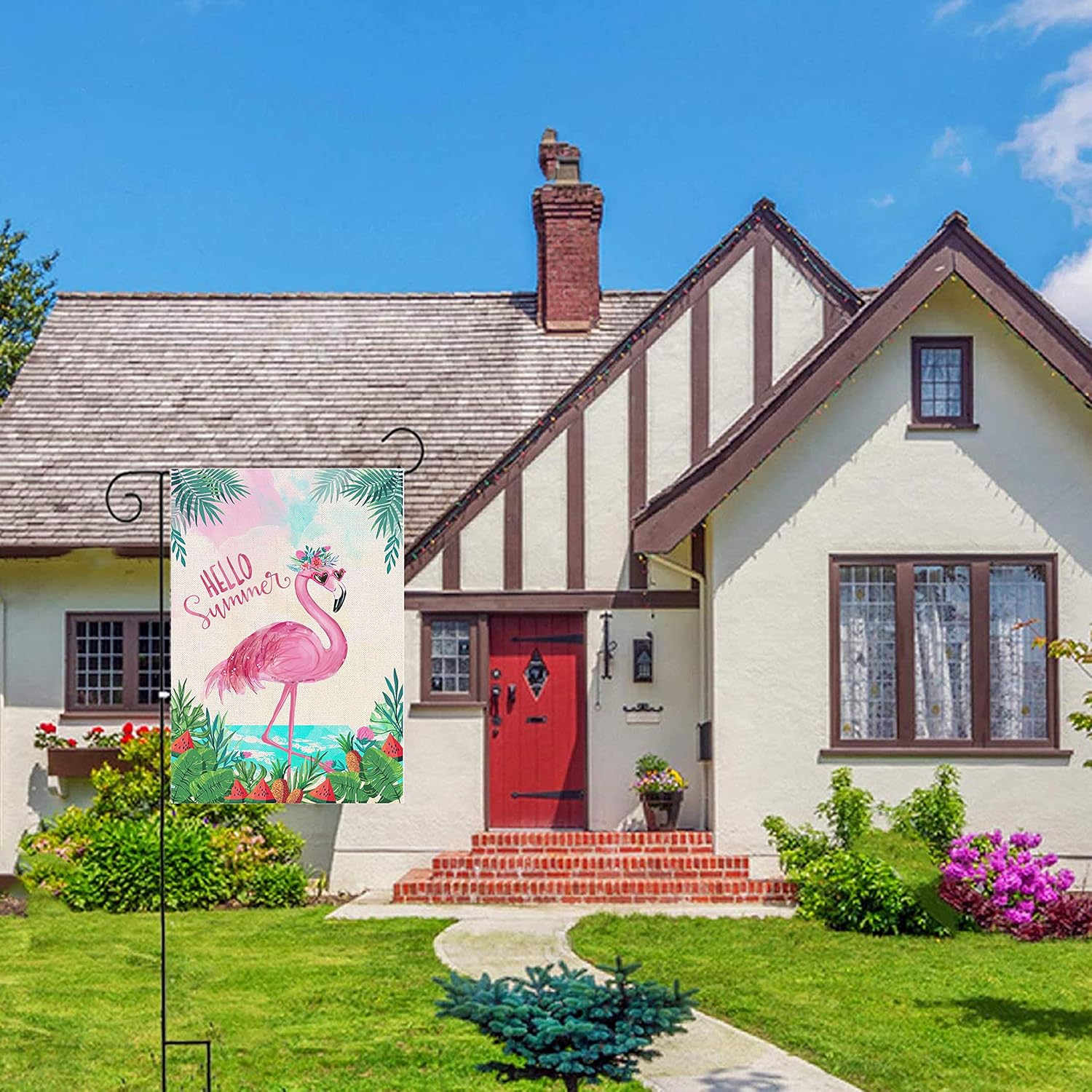 Garden Flag 12 x 18 Inch Vertical Double Sized, Flamingo House Yard ...