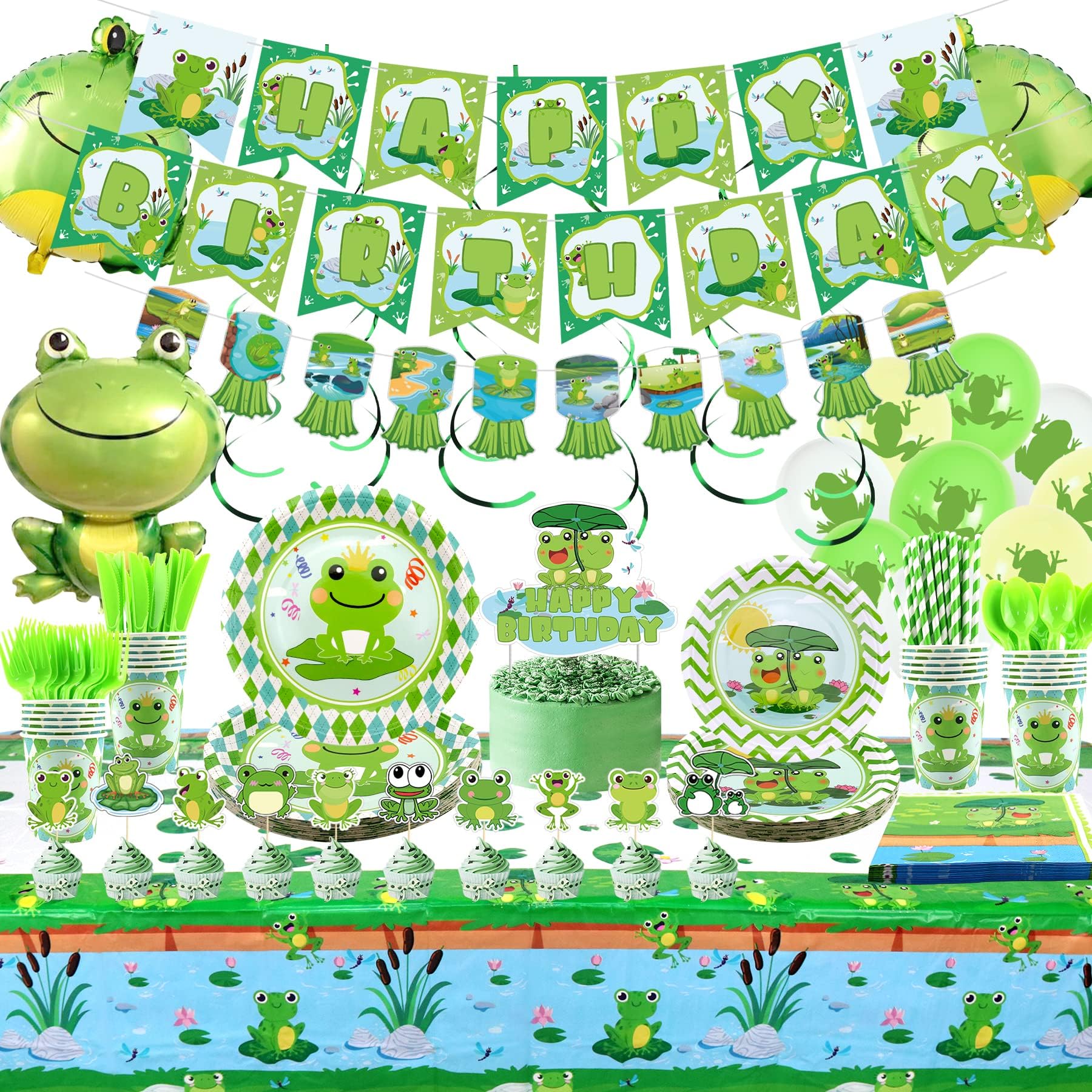 Amazon.com: 56 PCS Frog Birthday Party Decorations Frog Balloon ...