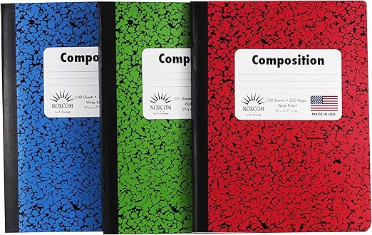 Amazon.com : Norcom Wide Ruled 100 Sheet Composition Notebooks ~ Pack ...