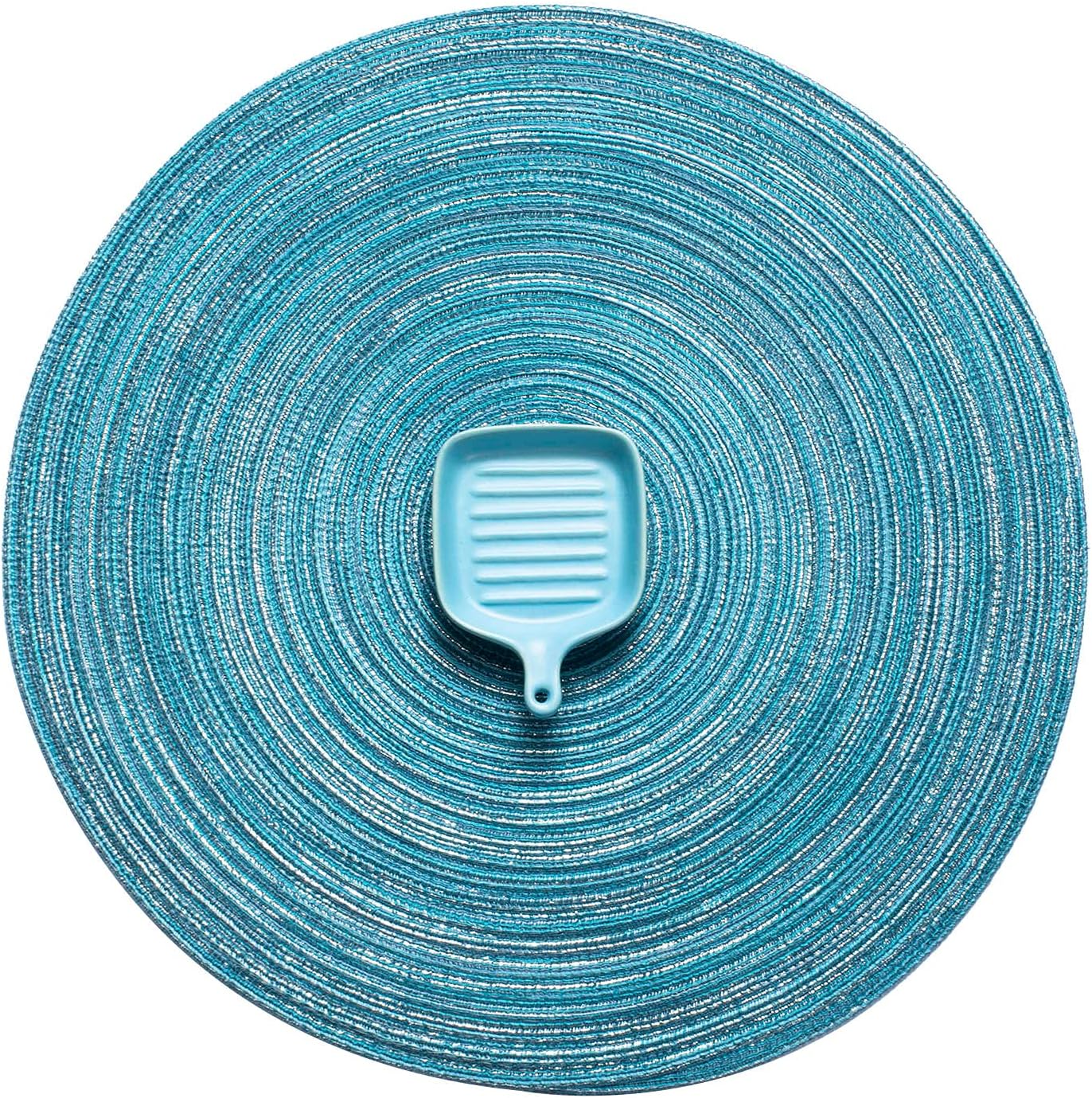 Amazon.com: Dark Teal Round Place Mats for Kitchen Table,Vinyl Woven ...