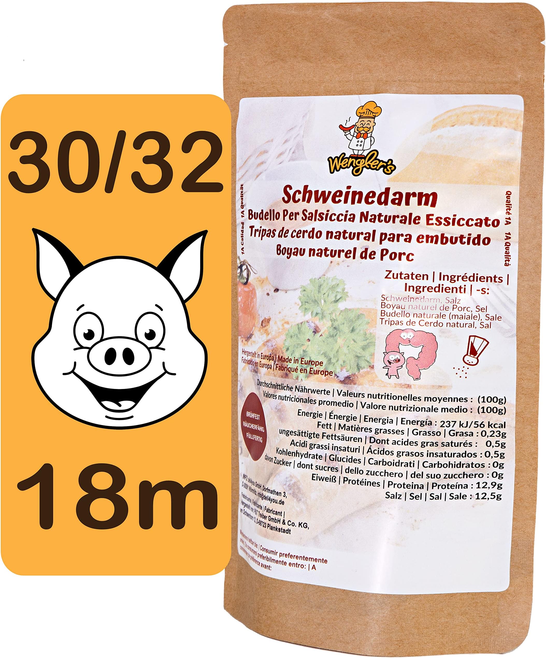 Boyaux naturel de porc 60 Mètres pour saucisse, boudin, charcuterie ...