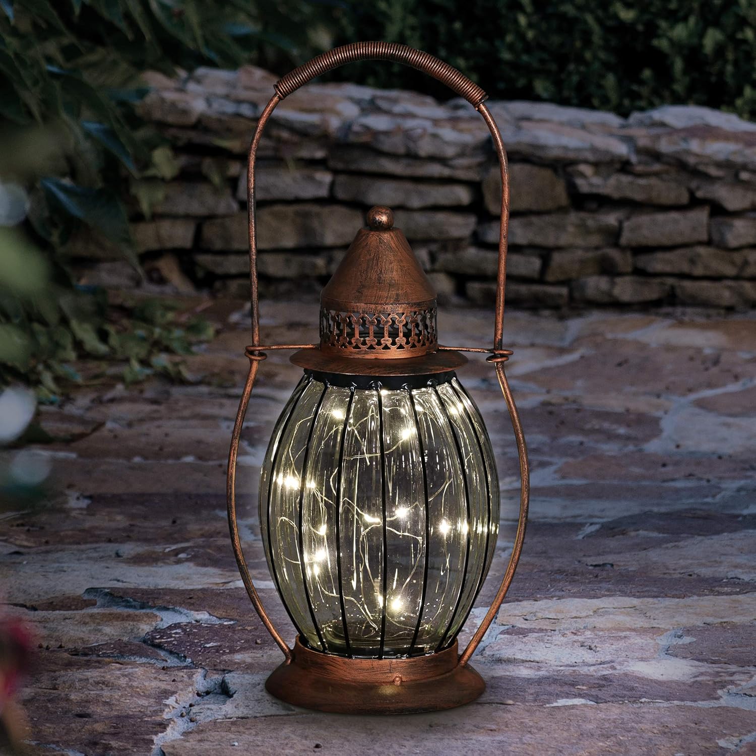 Amazon.com: Exhart Outdoor Garden Solar Lights, Antique Tabletop Glass ...