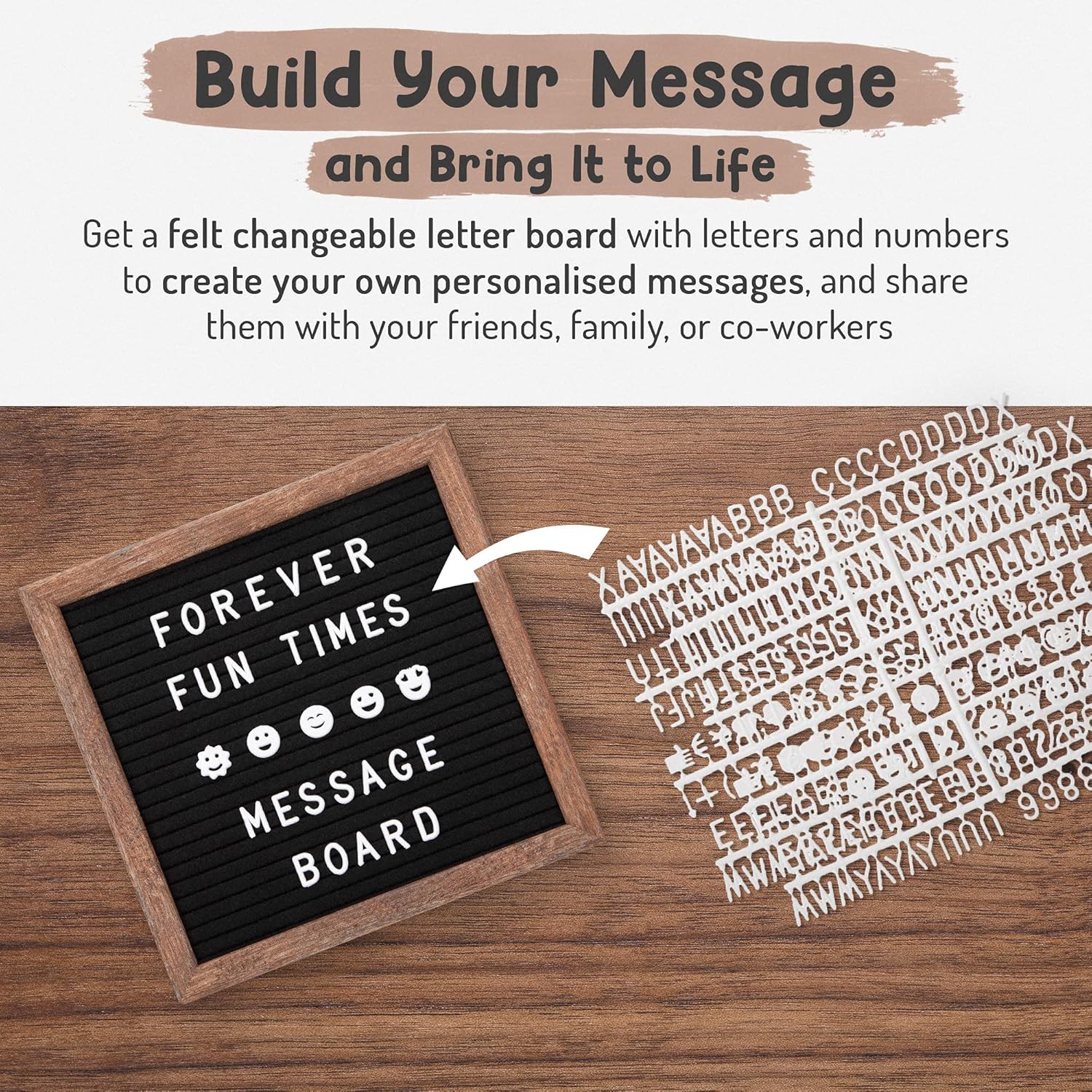 Forever Fun Times Vintage Rustic Message Board | Felt Letter Board with ...