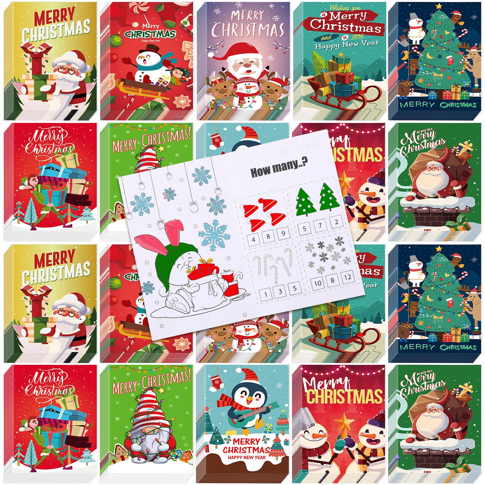 Amazon.com: Cholemy 100 Pcs Christmas Coloring Book, Xmas Mini Coloring ...