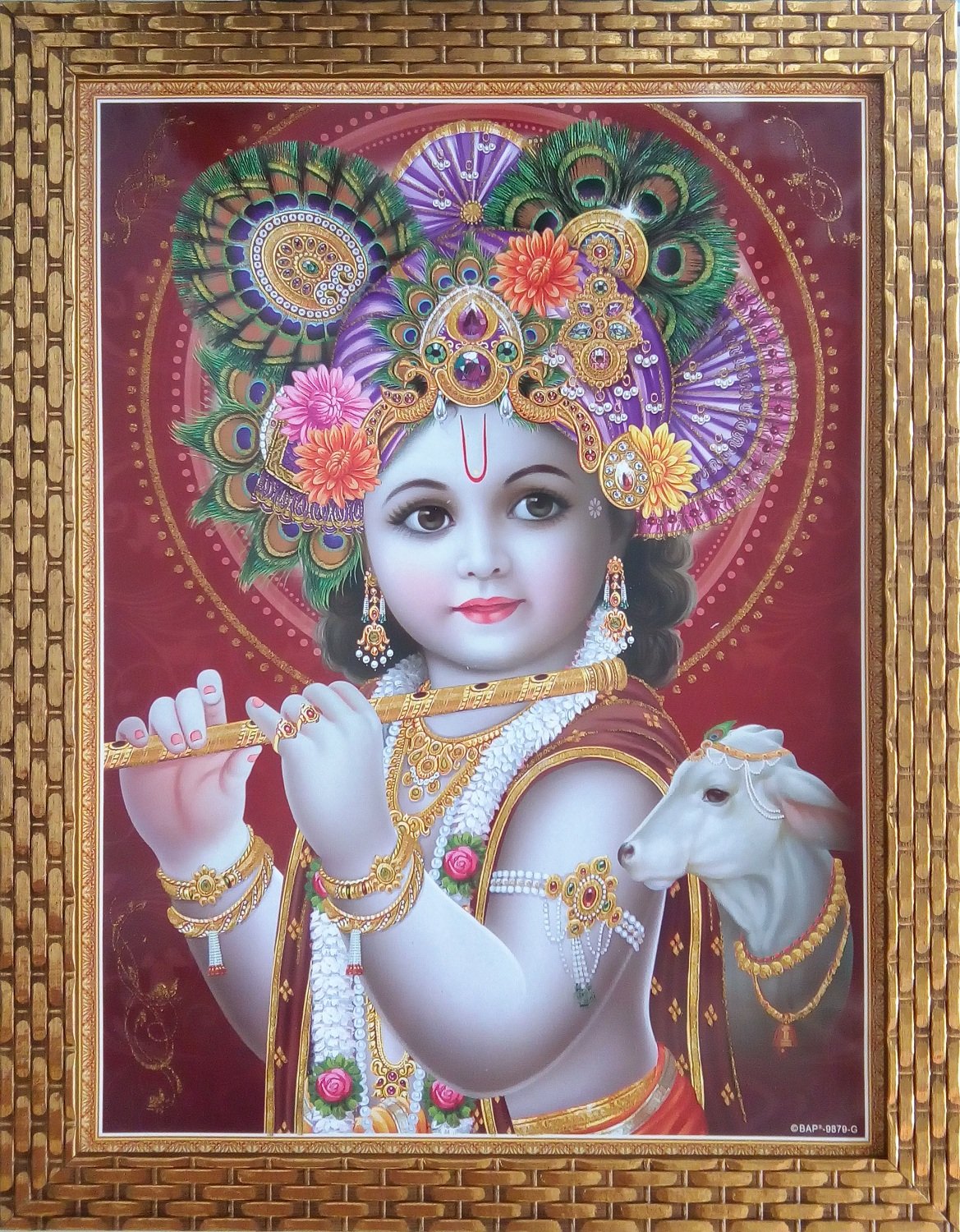 Shree Handicraft BAL Krishna Krishna Bal Roop Framed Painting Photo ...