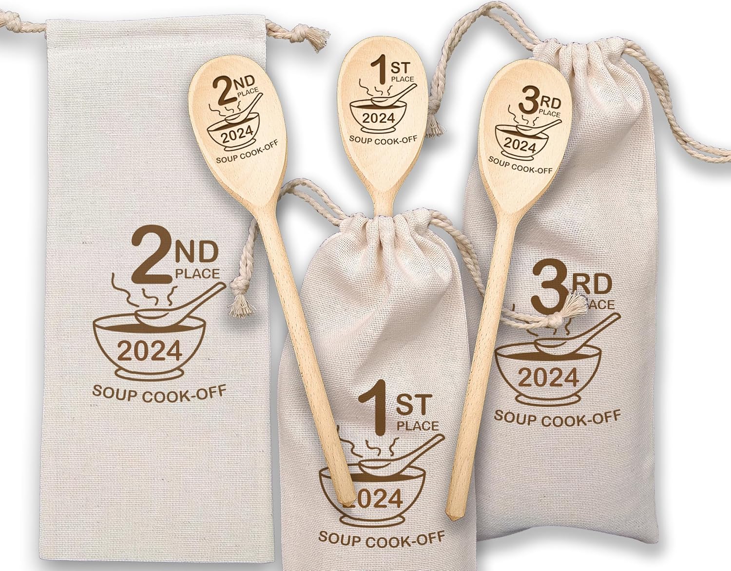 Amazon.com: Chili Cook Off Prizes Wooden Spoons Set Of 3 Soup Cook Off ...