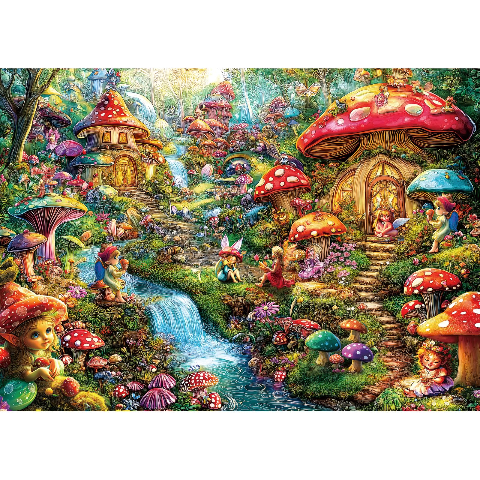 Amazon.com: Fantasy Mushroom Puzzles for Adults 1000 Pieces Colorful Fairy Cottage Puzzle for ...