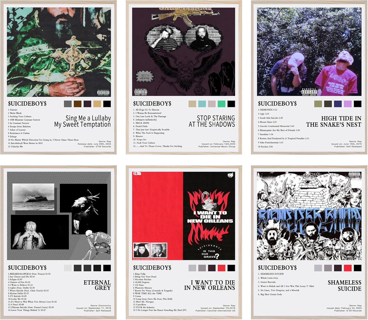 Amazon.com: A Set of 6 Posters Music Album Covers Poster Album ...