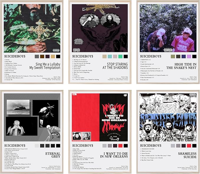Amazon.com: A Set of 6 Posters Music Album Covers Poster Album ...