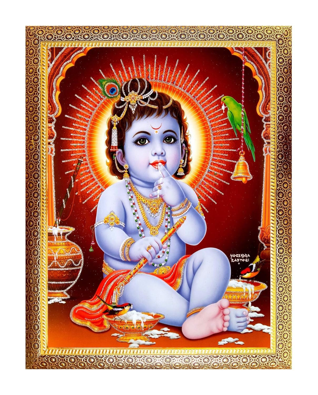 Shree Handicraft BAL Krishna Krishna Bal Roop Framed Painting Photo ...