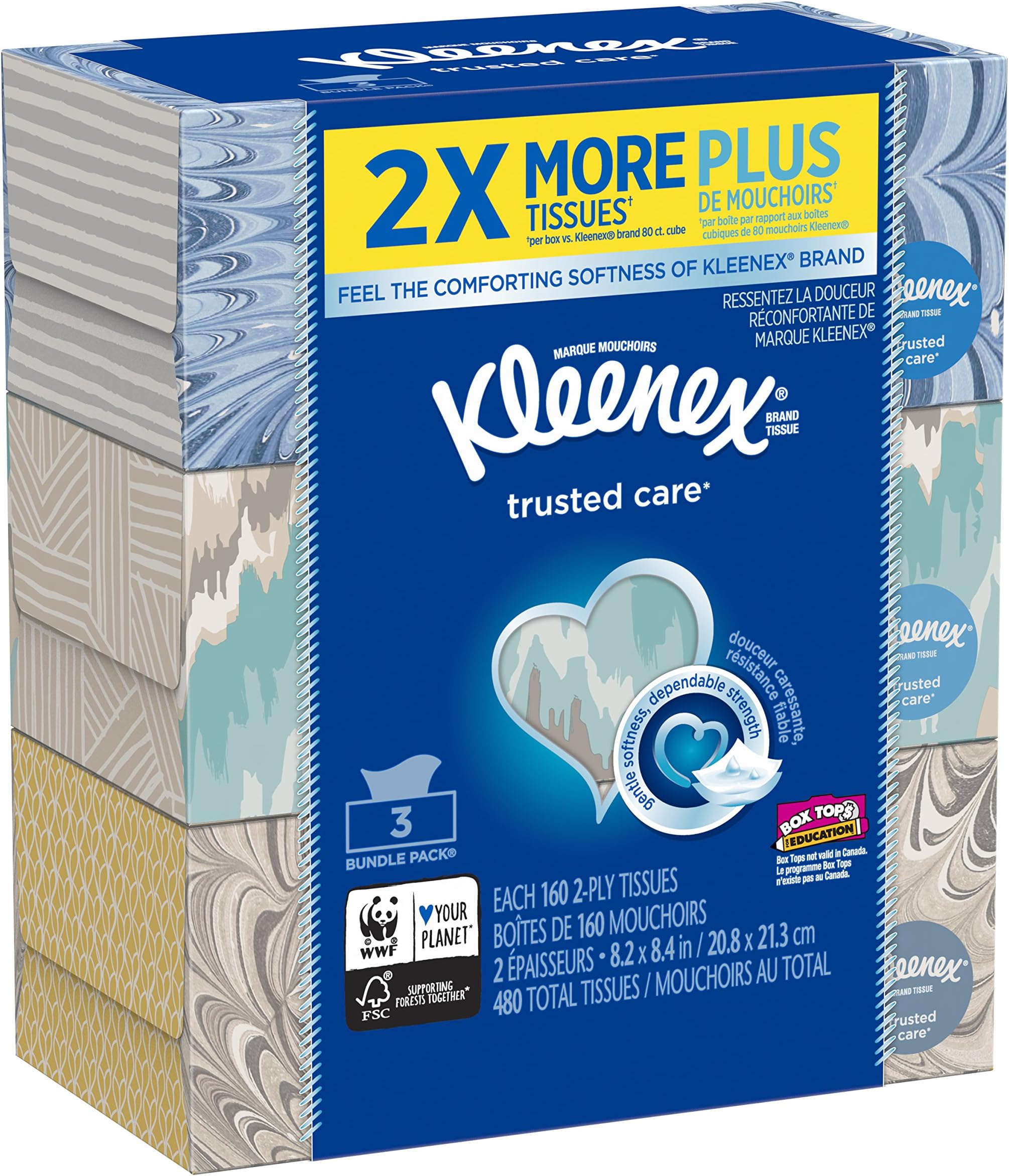 Amazon.com: Kleenex Trusted Care Everyday Facial Tissues, 1 Flat Box ...