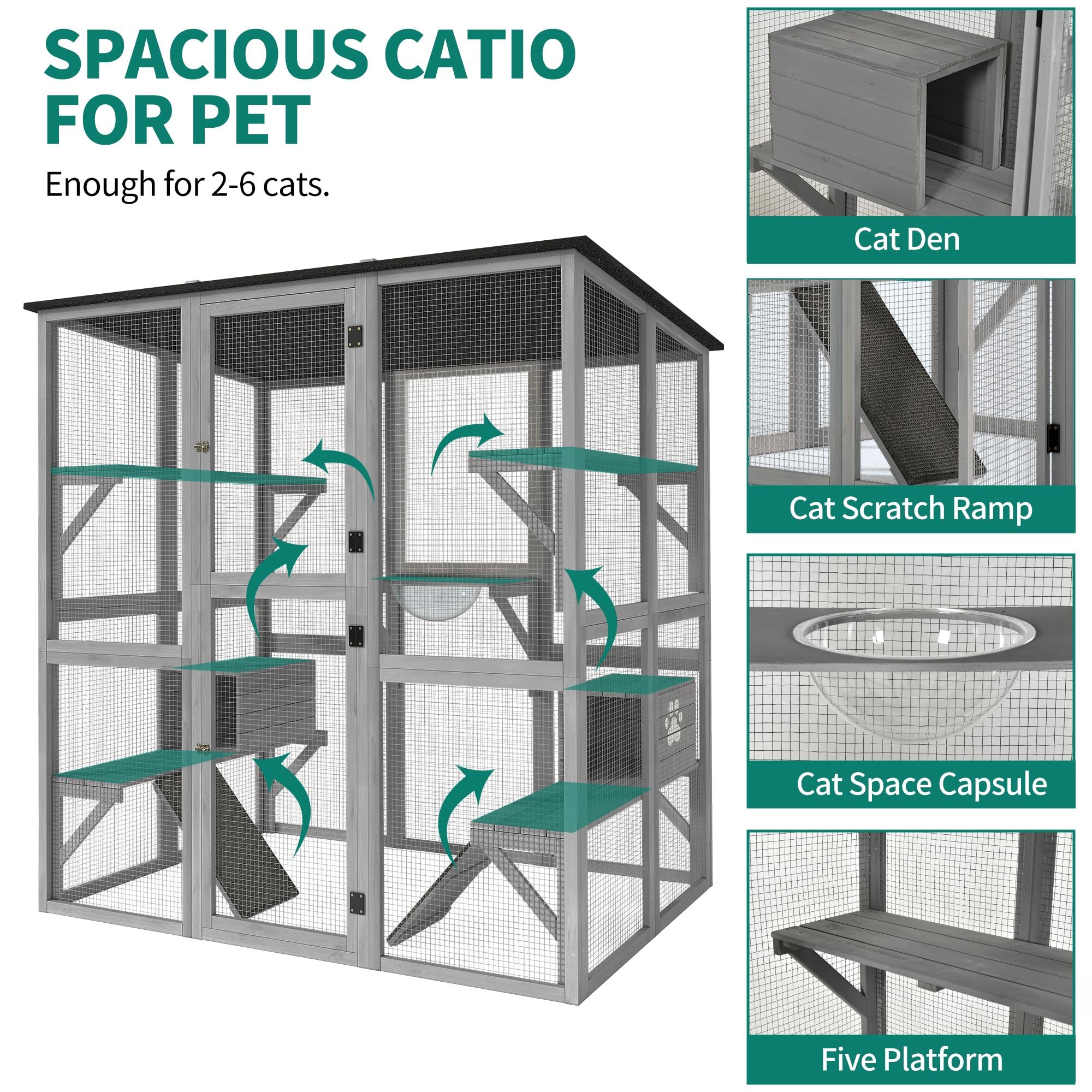 Snapklik.com : YITAHOME Catio Outdoor Cat Enclosure Large 71 Walk In ...