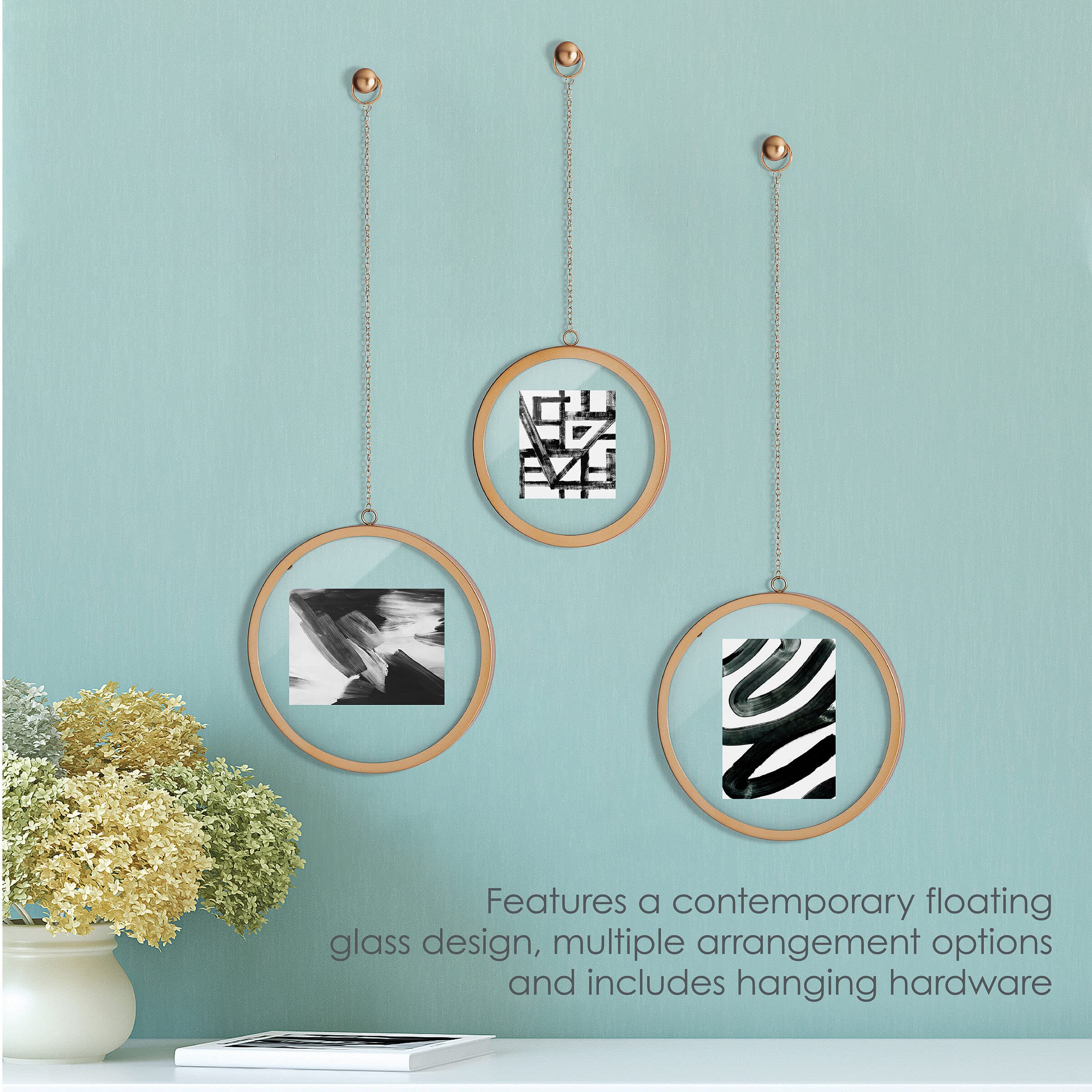 Snapklik.com : Melannco Hanging Metal Chain Round Floating Frames