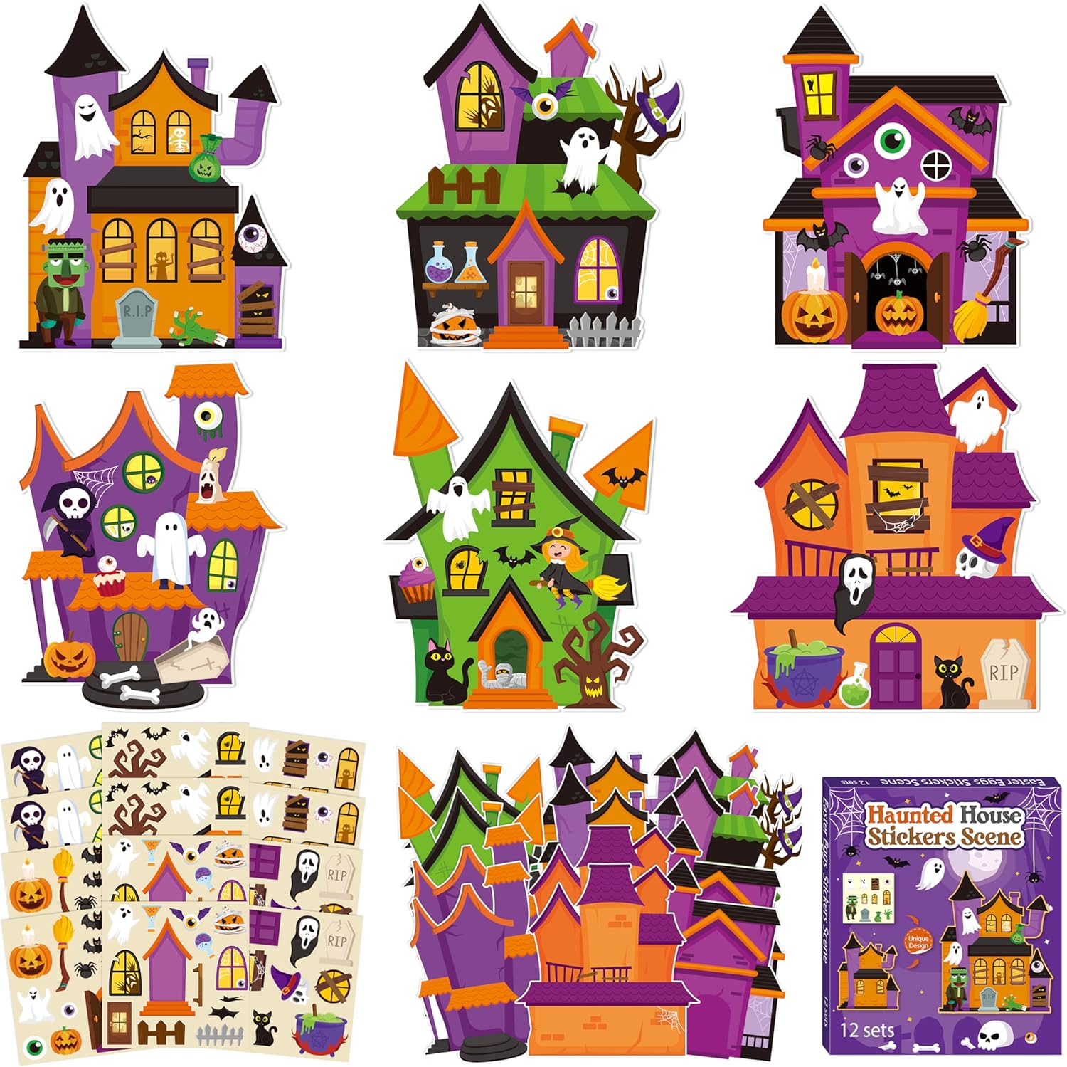 Amazon.com: CY2SIDE Halloween Haunted House Scene Sticker - 12 Set ...