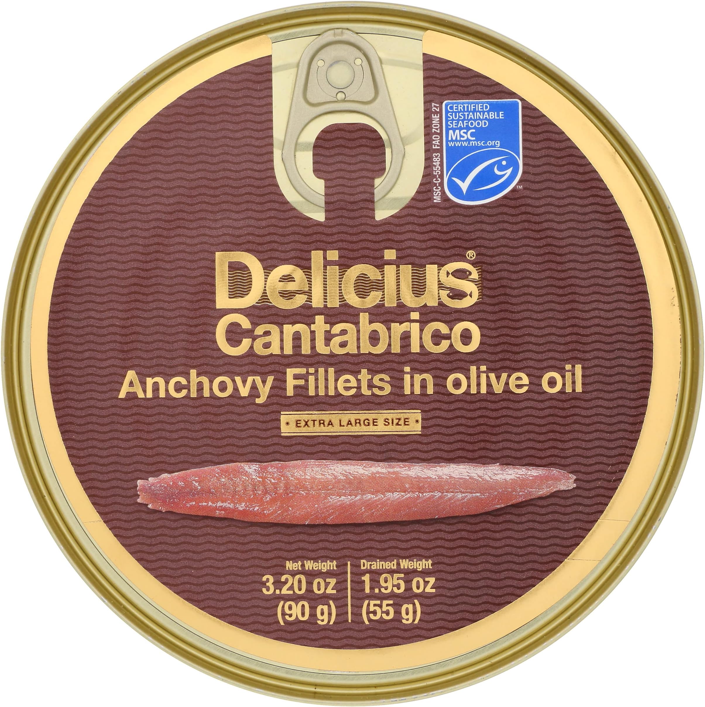 Amazon.com : DELICIUS Cantabrian Sea Anchovy Fillets in Olive Oil, 3.2 ...