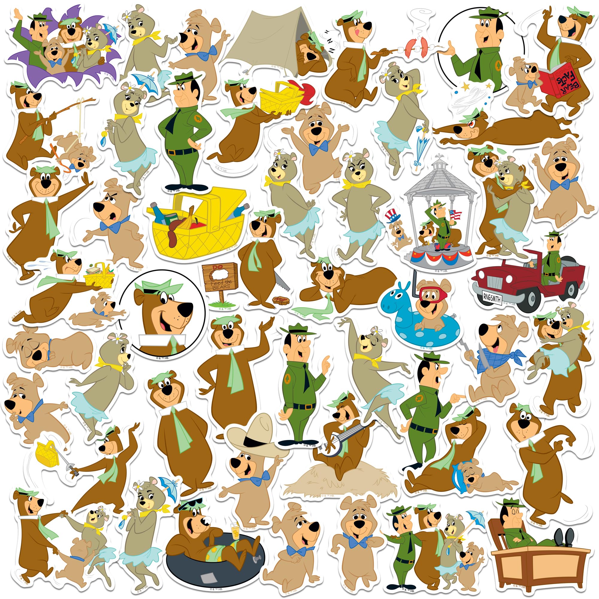 Amazon.com: Yogi Bear 50ct Vinyl Large Deluxe Stickers Variety Pack ...