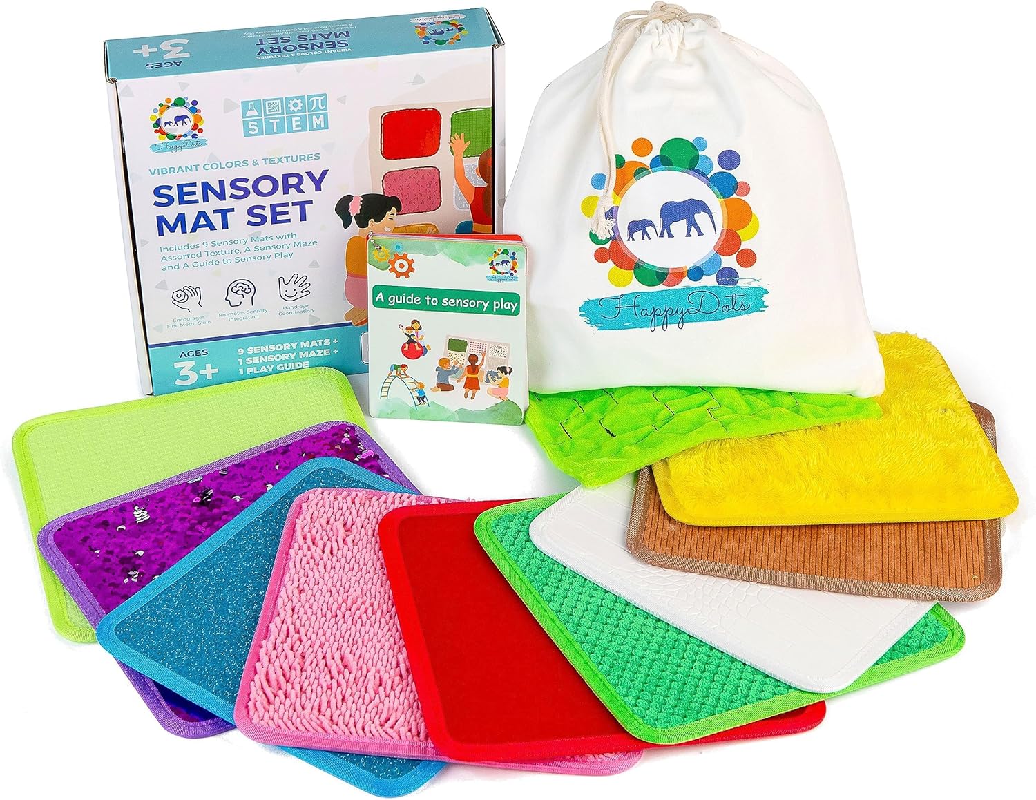 Amazon.com: Sensory Mat Set - 9 Square 8.6-Inch Tiles for Wall, Floor ...