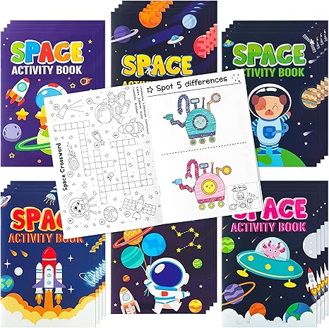 Amazon.com: 24Pcs Space Activity Books for Kids Space Theme Mini Games ...