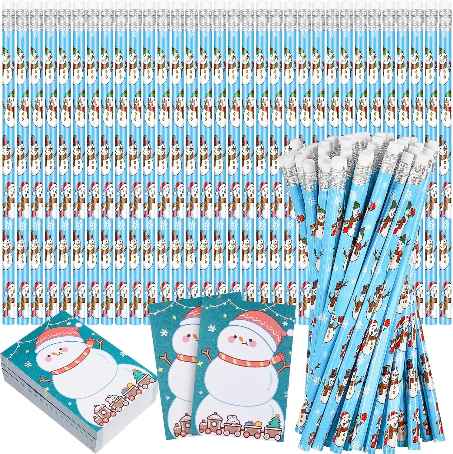 Amazon.com : Geyoga 220 Pcs Winter Snowman Wood Pencil Christmas ...