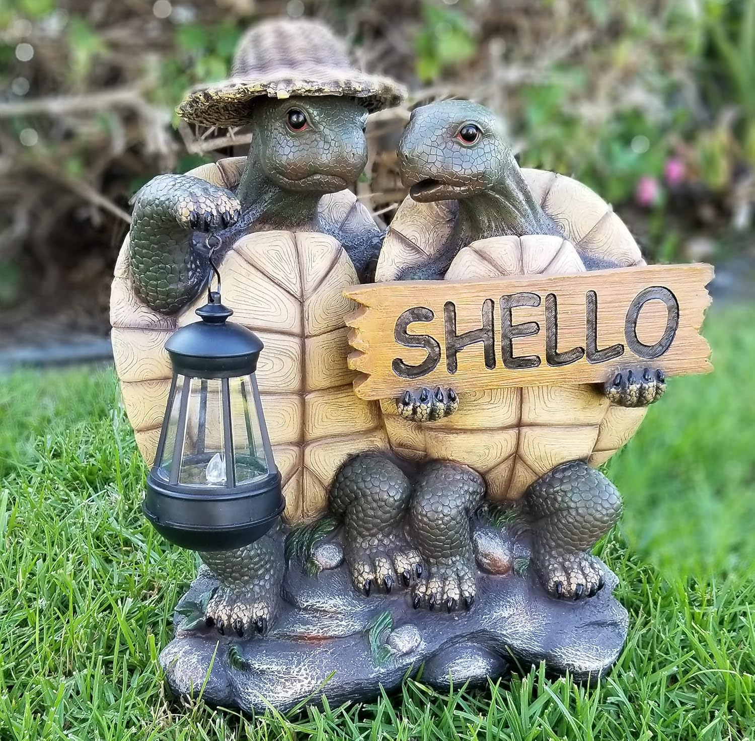 Amazon.com: GARDENGREETERS Turtle with Solar Light Statue Solar Turtle ...