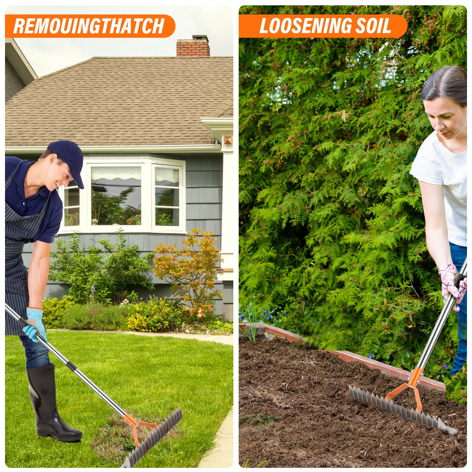 Snapklik.com : DigiGlow 62" Adjustable Thatch Rake - 19-Tine Lawn ...