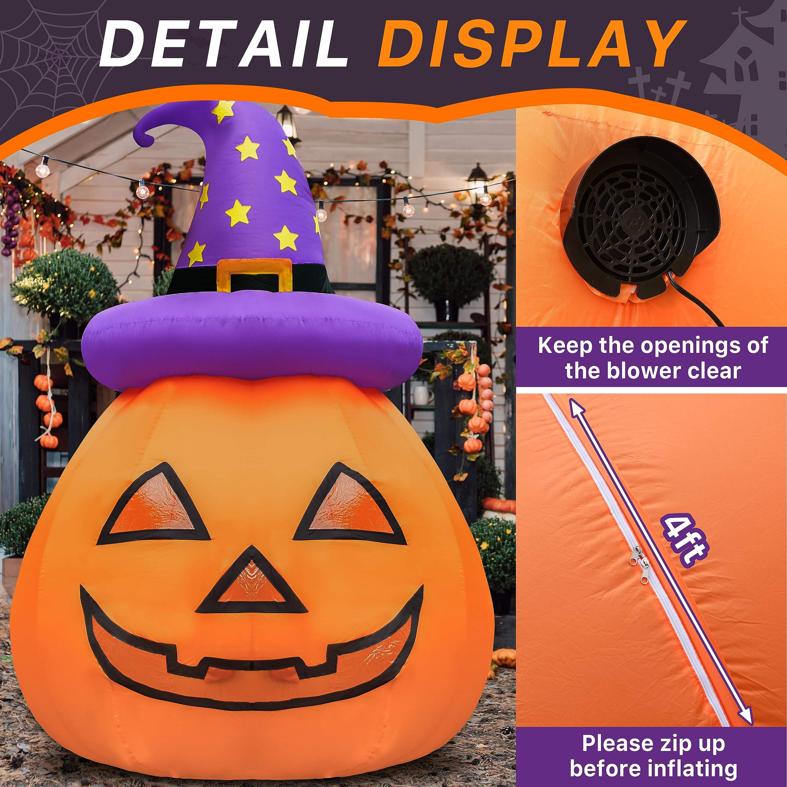 Snapklik.com : 8FT Giant Halloween Inflatables Large Pumpkin