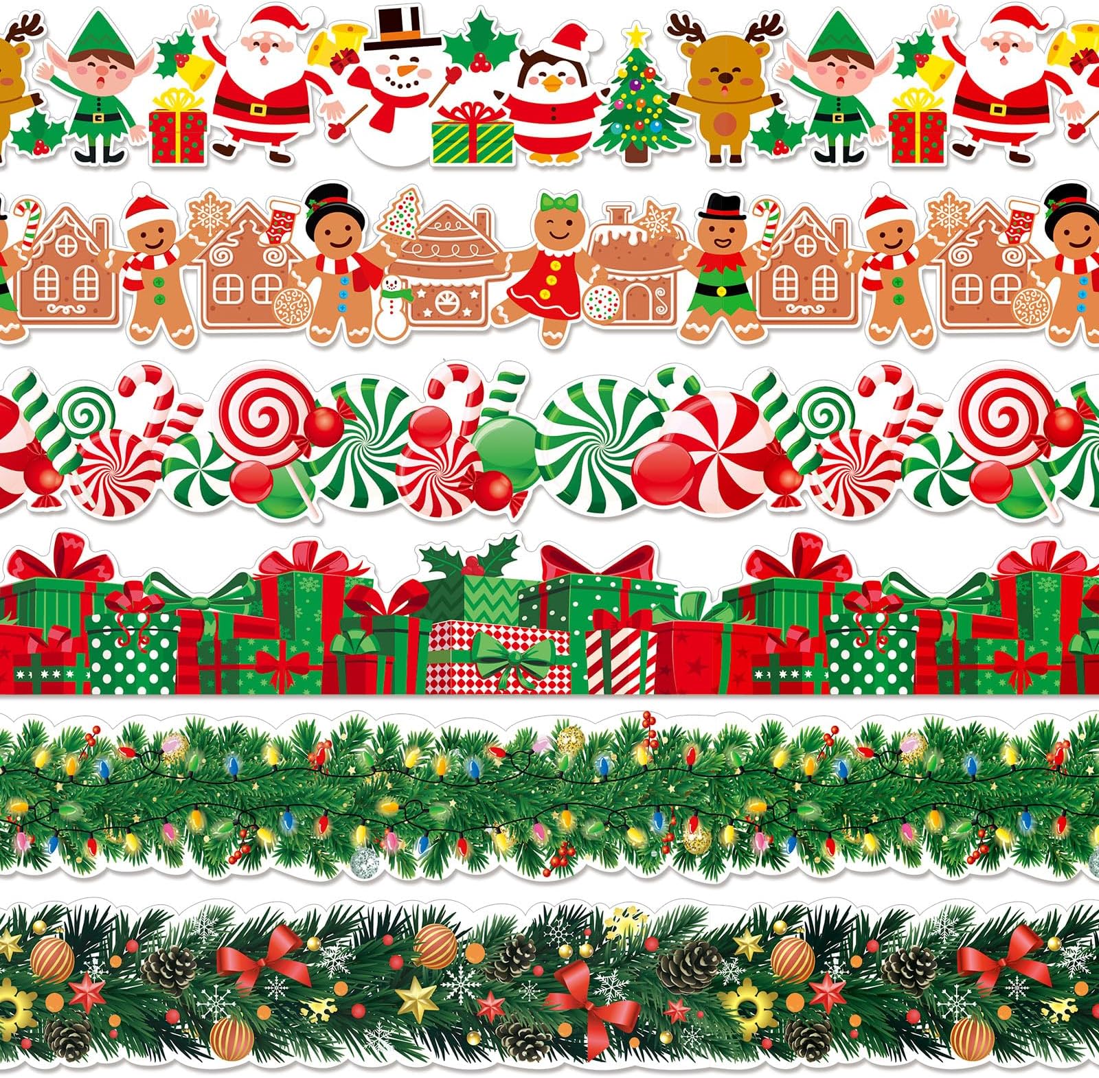 Amazon.com: Seajan 6 Pcs 197 ft Christmas Bulletin Board Borders ...
