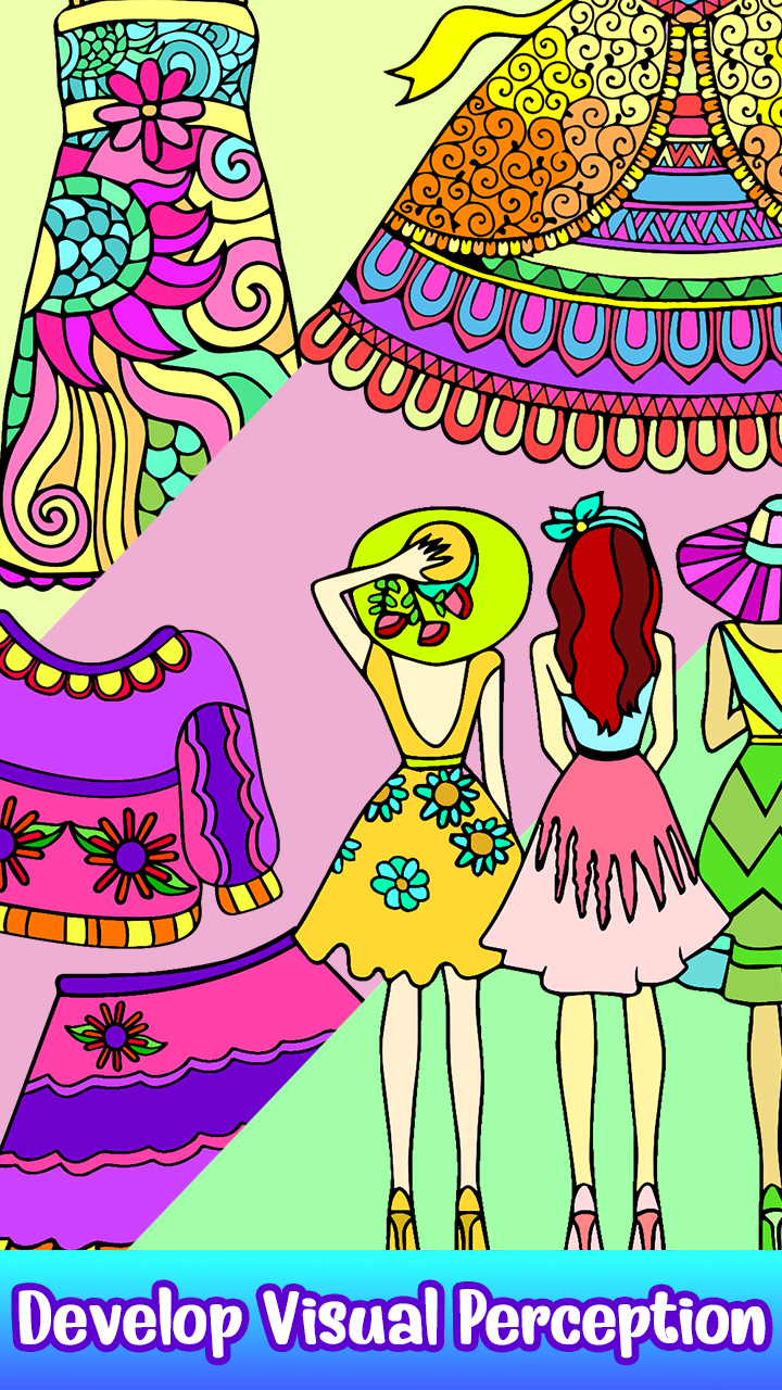 Dresses Color by Number - Girls Paint + Glitter + Crayon + Oil Paint ...