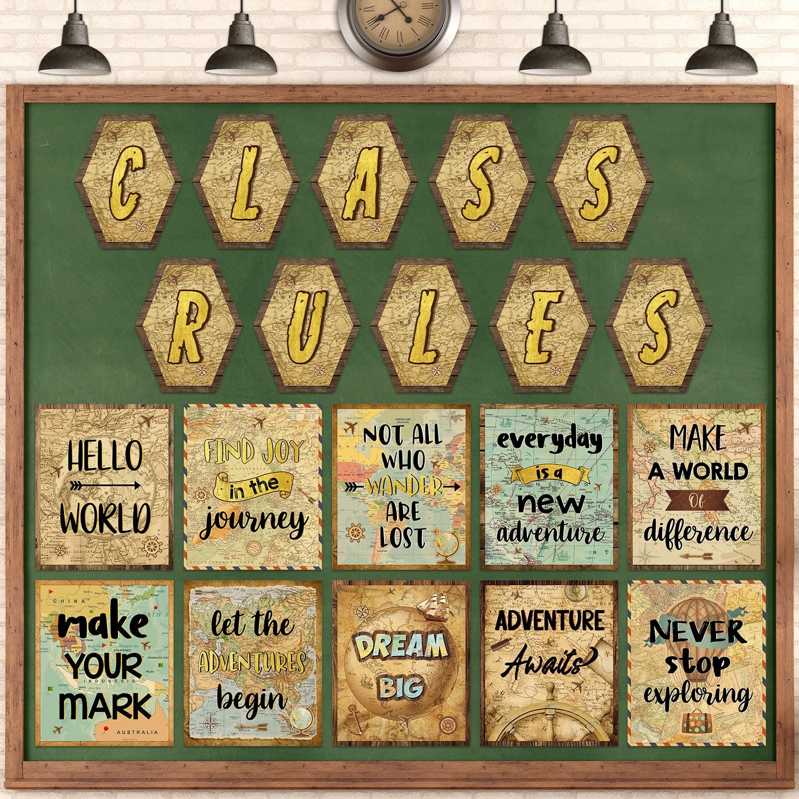 Amazon.com : Outus 20 Pcs Travel The Map Bulletin Board Set Class Rules ...