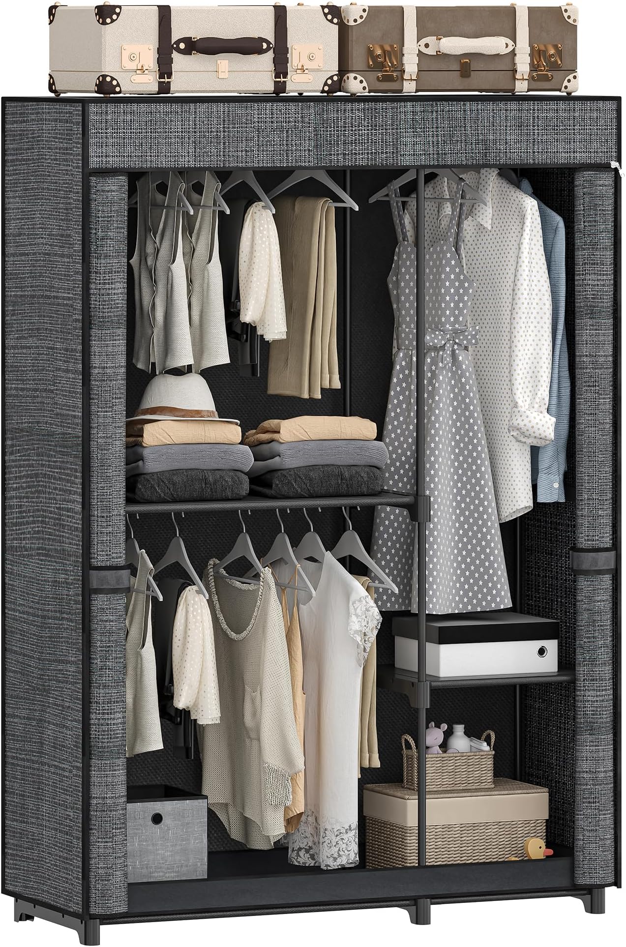 Amazon.com: Tidyfy Portable Closet Wardrobe with 6 Storage Shelves and ...