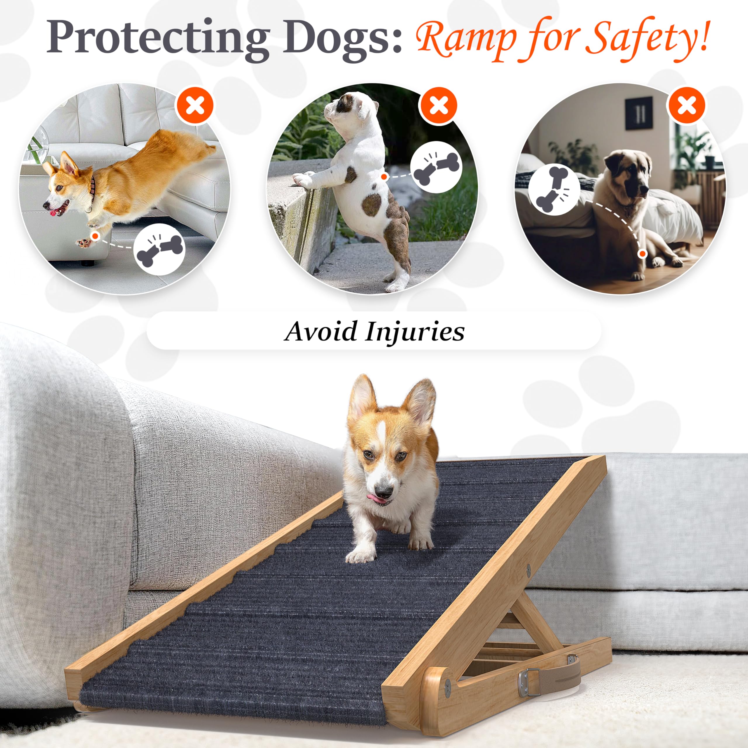 PATHOSIO PETS Dog Ramp for Bed Small Dog to Large Dog - Portable Ramp ...