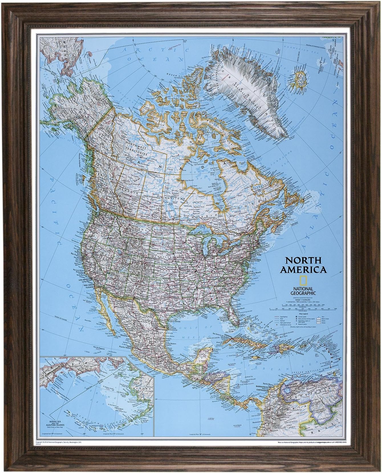 Amazon.com: Classic North America Push Pin Travel Map with Solid wood ...
