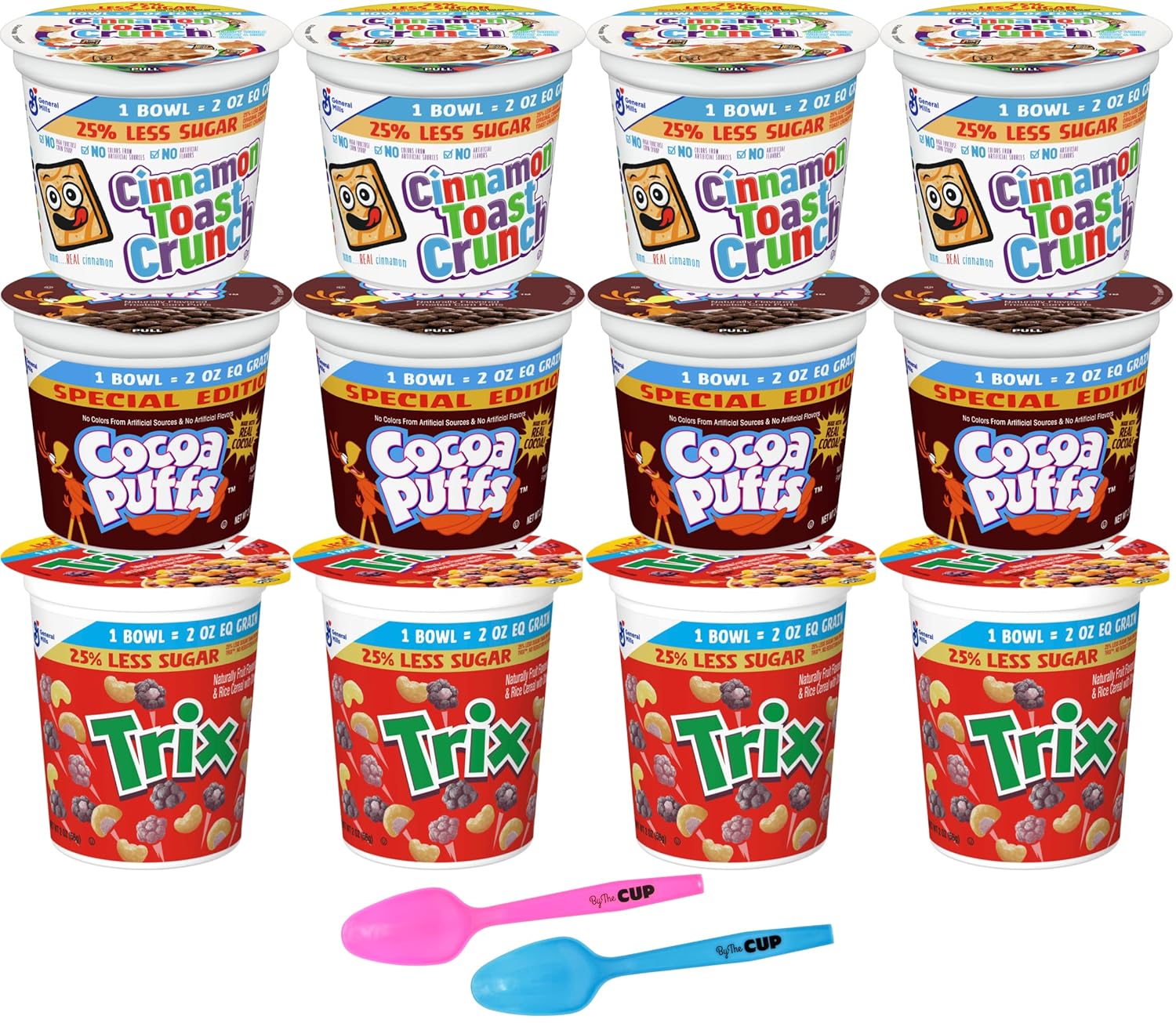 Amazon.com: General Mills 25% Less Sugar Cereal Variety, 2 oz Cups ...