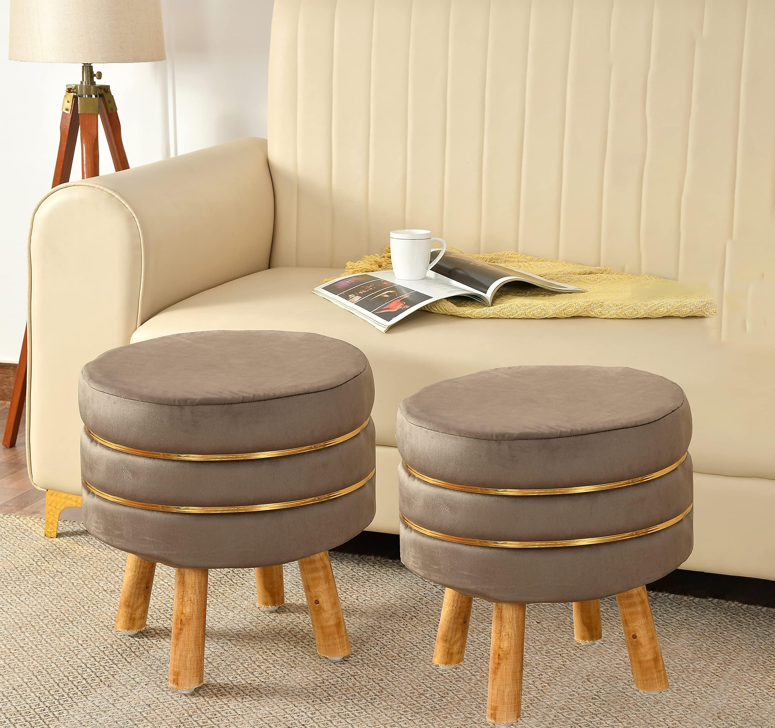 The Cozy Couch - Kenny Square Shape Velvet upholstered & Tufted Foot ...