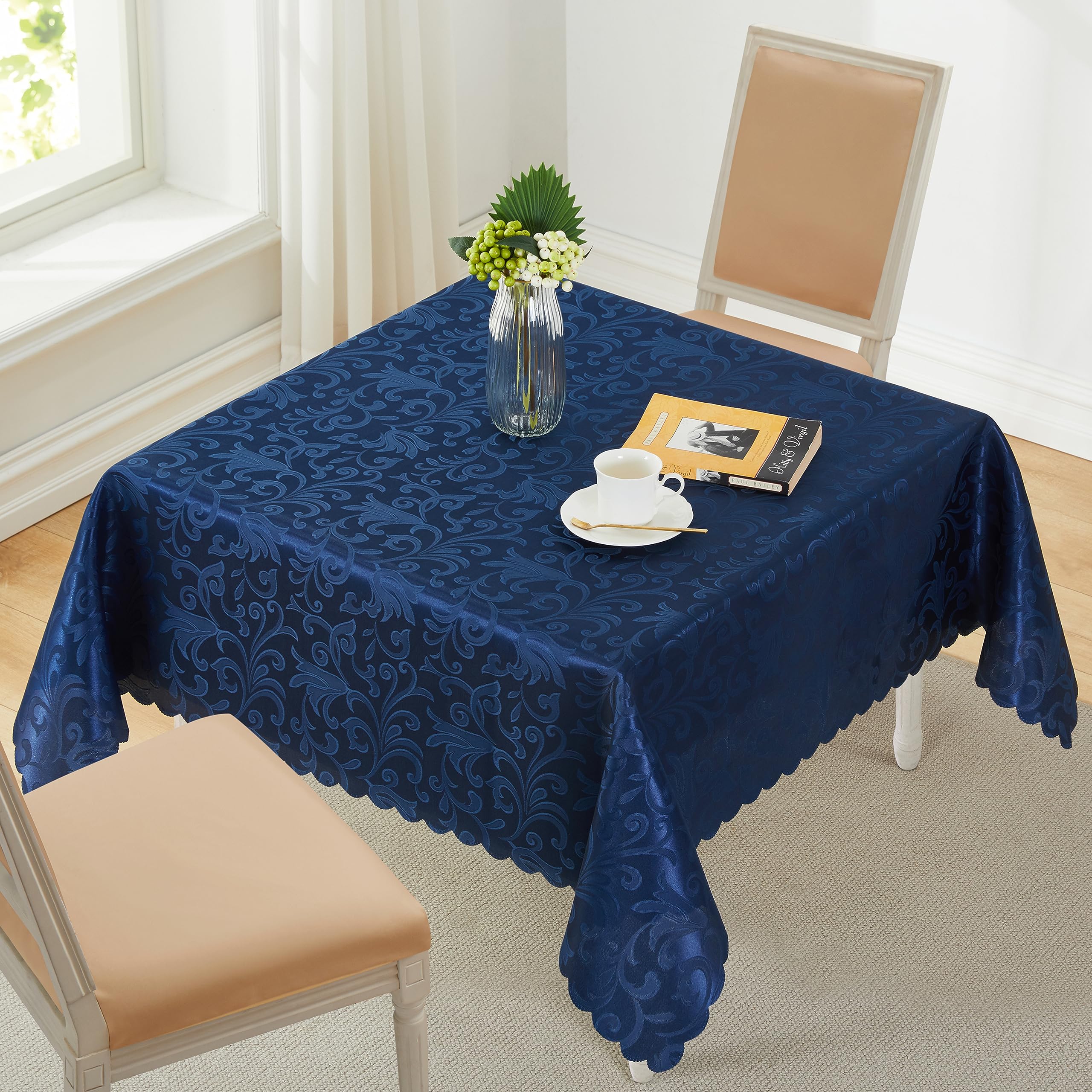 Amazon.com: HommxJF Wave Scroll Damask Jacquard Square Deep Sea Blue ...