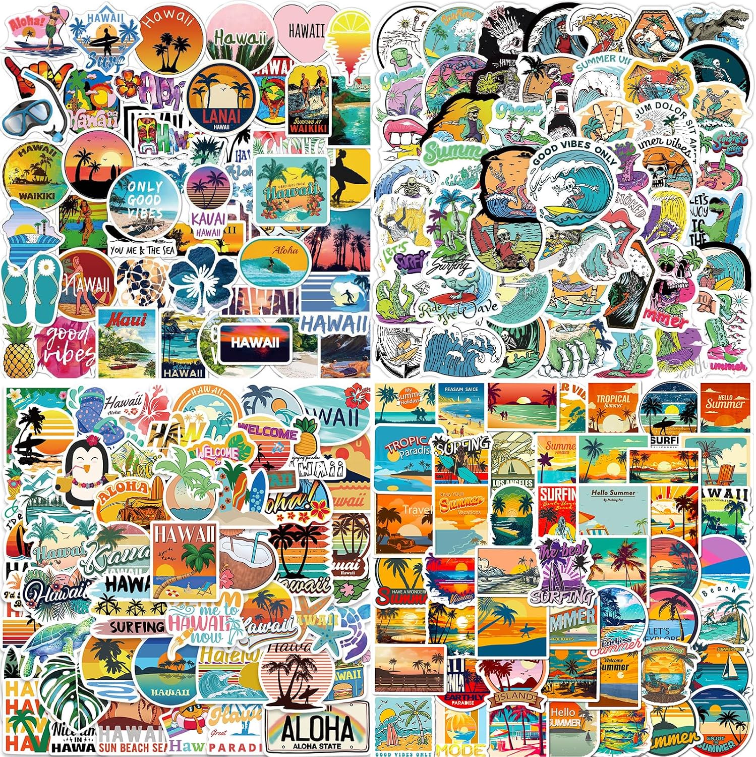 Amazon.com: 200PCS Summer Stickers for Kids, Hawaiian Beach Pack for ...