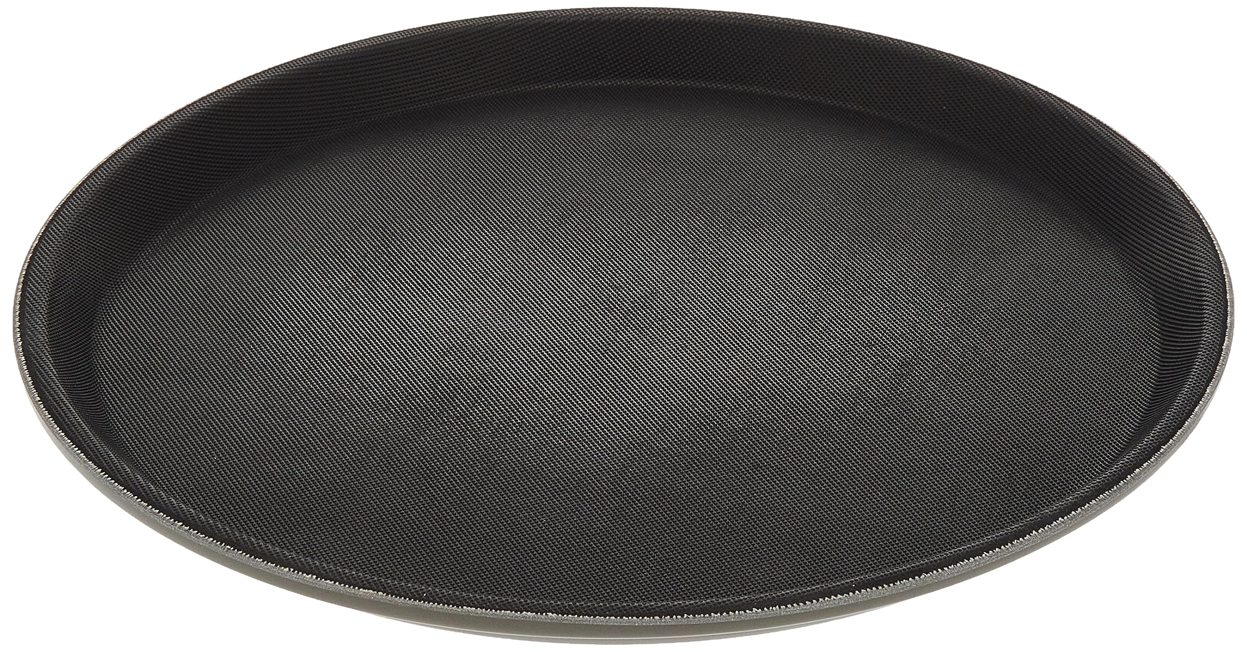 Vague Round Shape Non Slip Plastic Tray with Rubber, 28 cm Size, Black ...