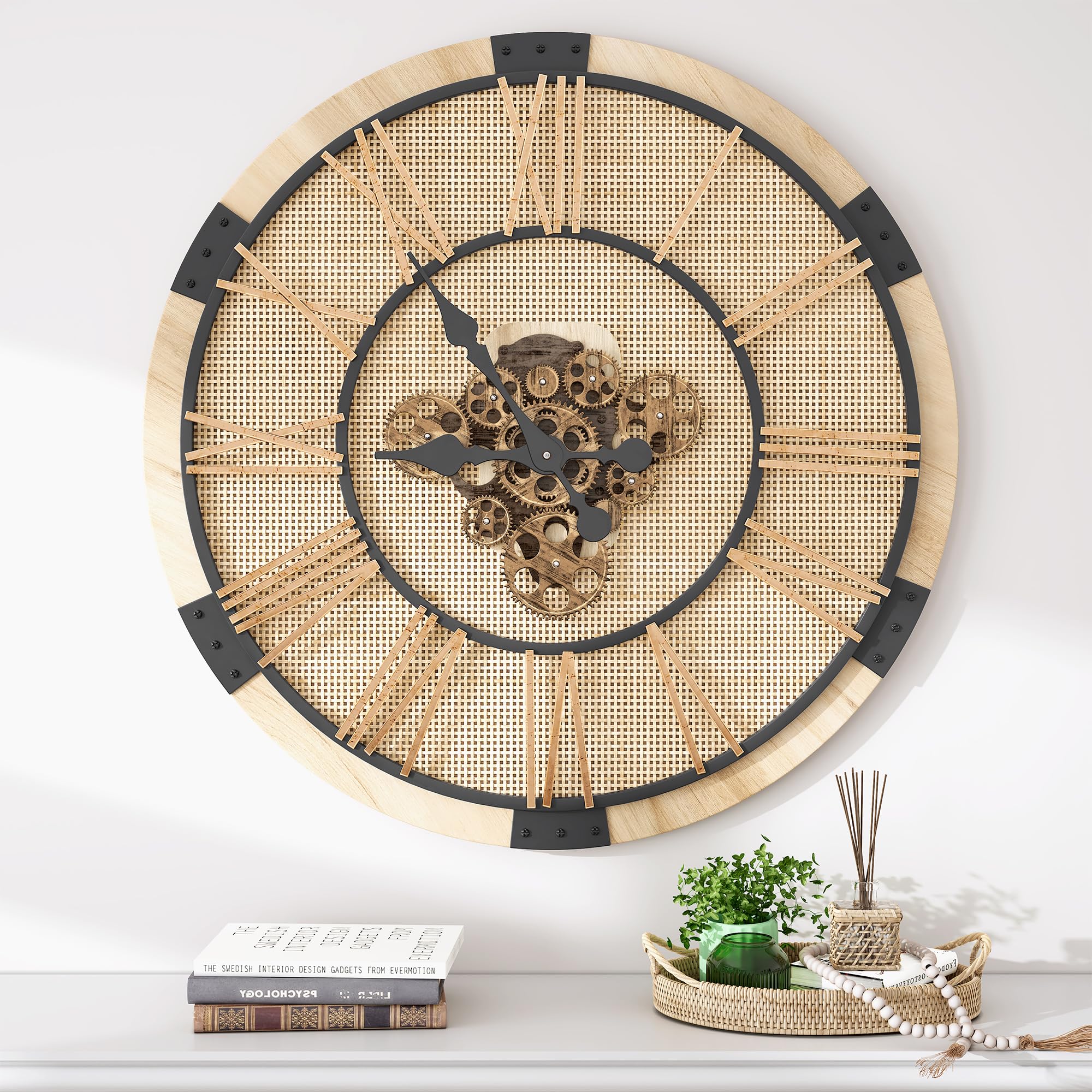 Amazon.com: 27 Inch Large Wall Clock with Real Moving Gears, Oversized ...
