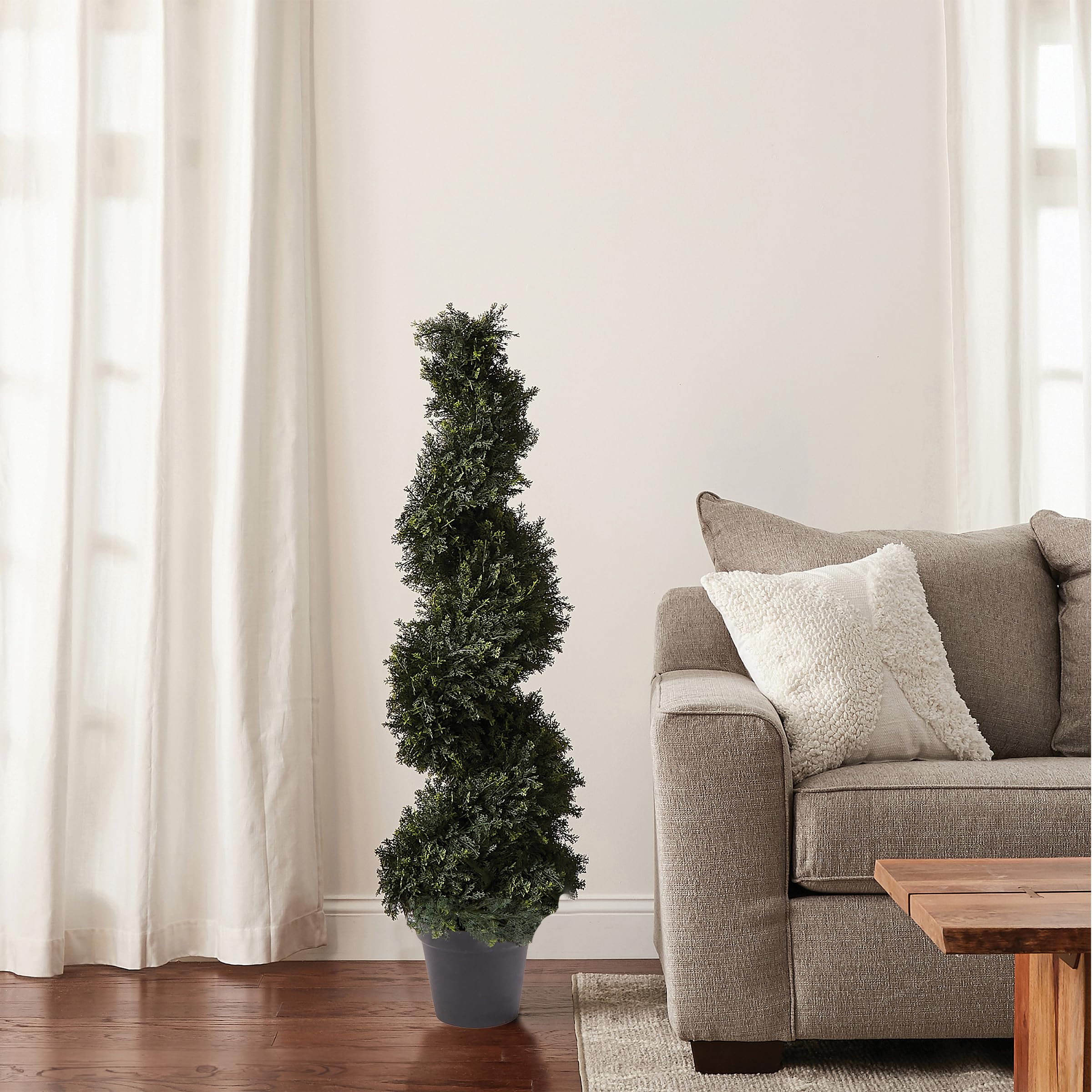 Artificial Tree - 4FT Spiral Cypress Topiary Tree with Pot - UV ...