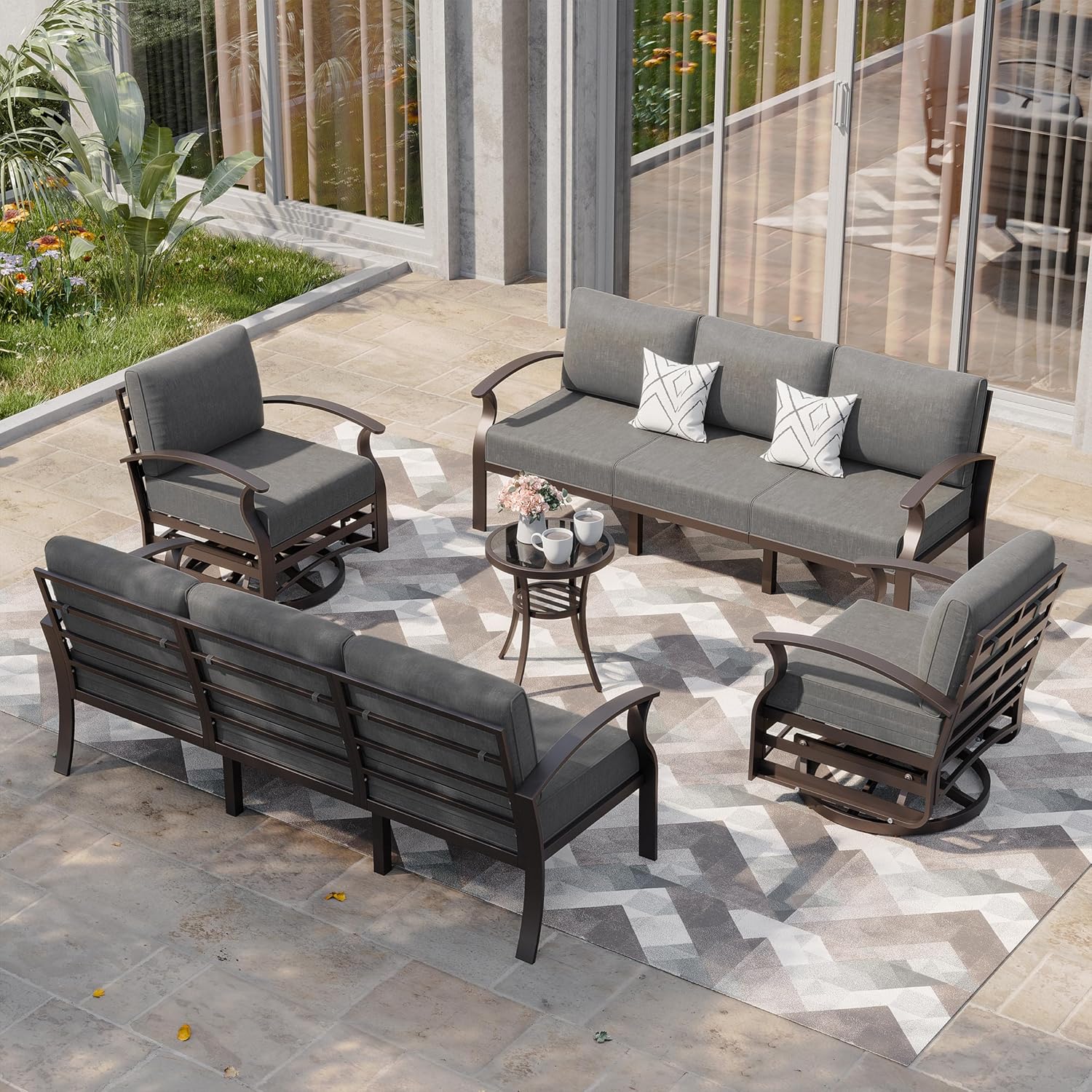 Amazon.com: Knnbxa Aluminum Patio Furniture Set 8-Seat Metal Modular ...