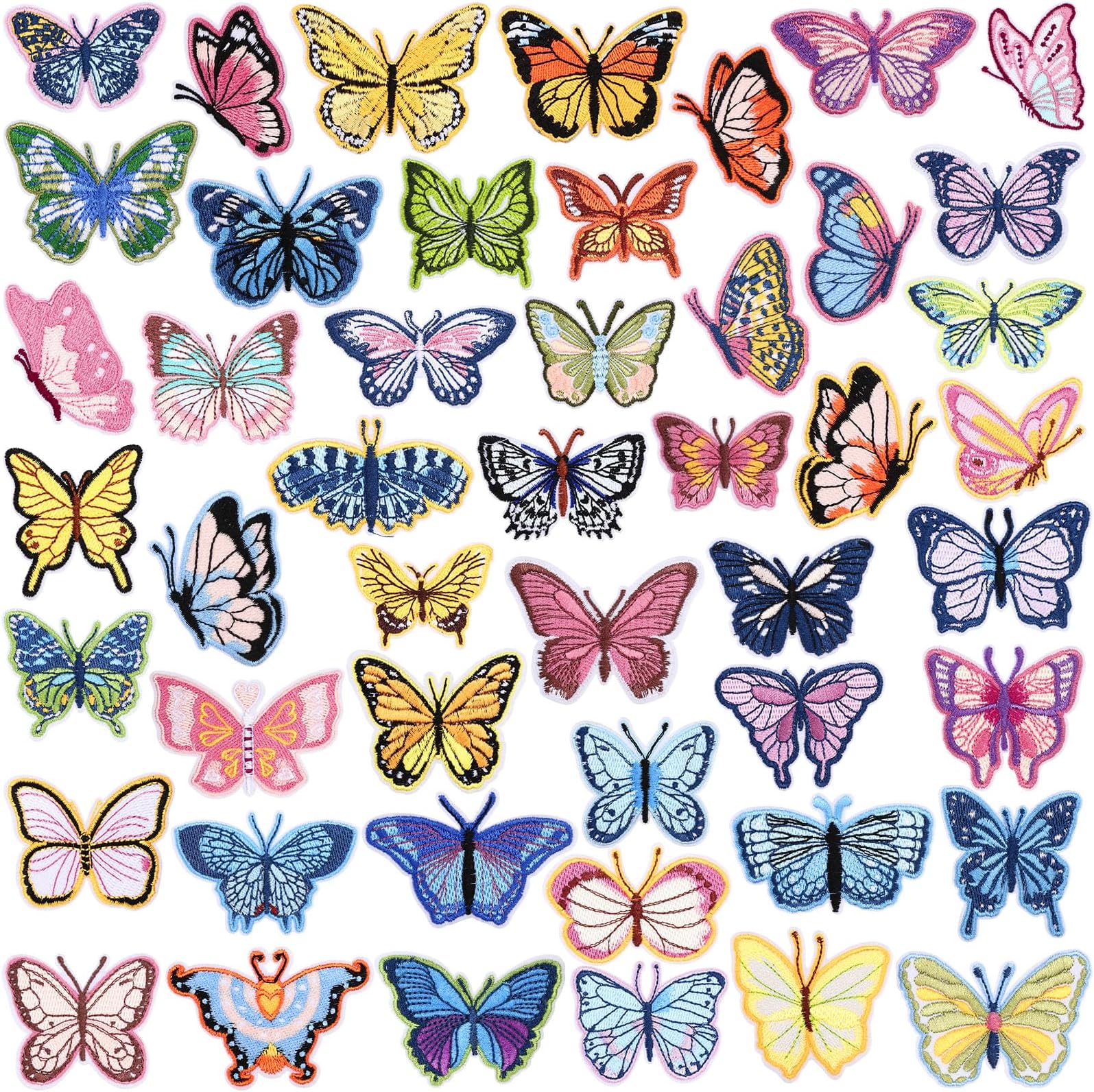 Amazon.com: 24 Iron on Butterfly Patches - Pink Embroidered Butterfly ...