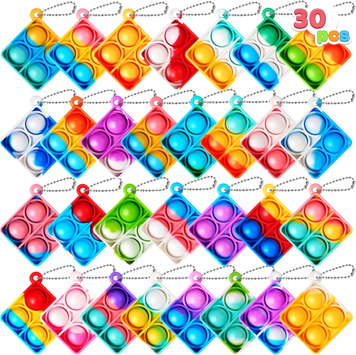 Amazon.com: JOYIN Pop Fidget Keychain Mini Fidget Toys Bulk 30 Pack ...
