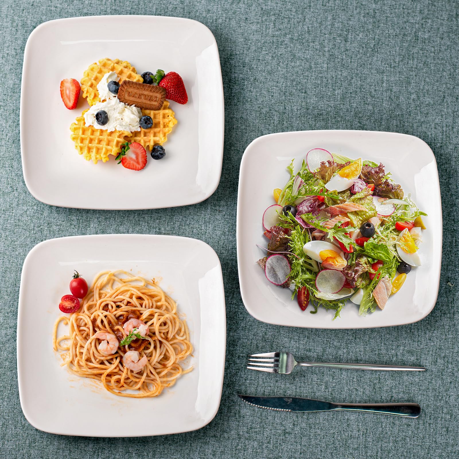 Snapklik.com : Appetizer Plates - 10 In Square Dinner Plates, White ...
