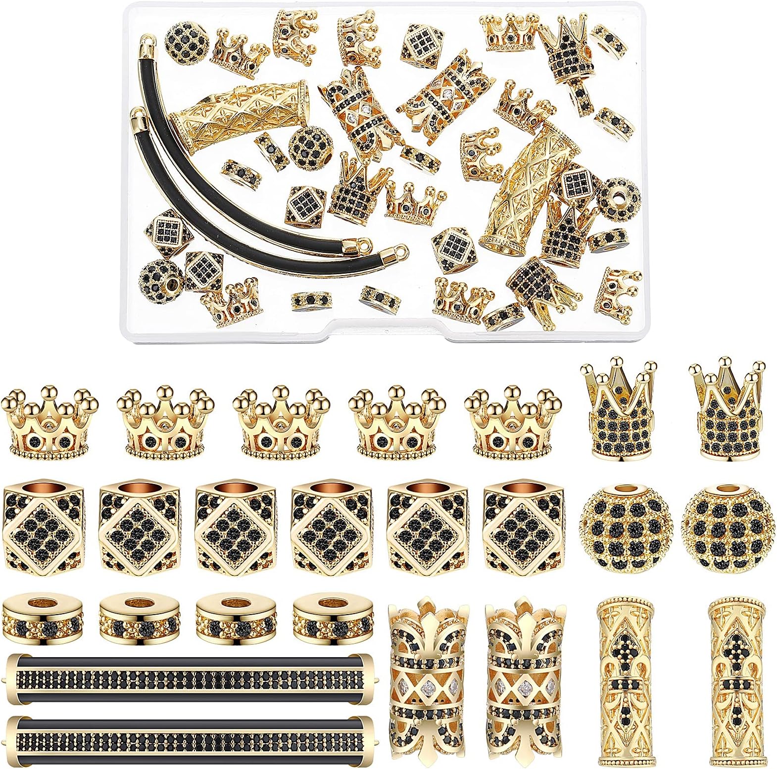 Amazon.com: 1034 Pieces King Crown Charm Rhinestone Bead Round Ball ...