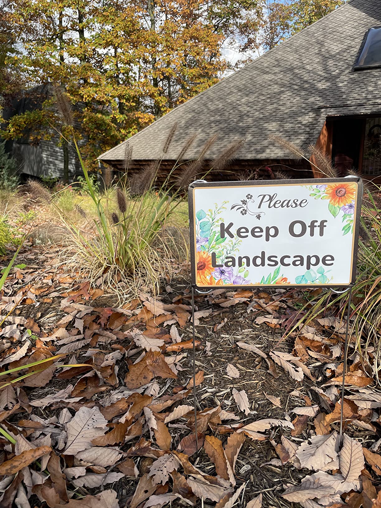 Amazon.com : Please Keep Off Landscape Tin Sign, Colorful Flower ...